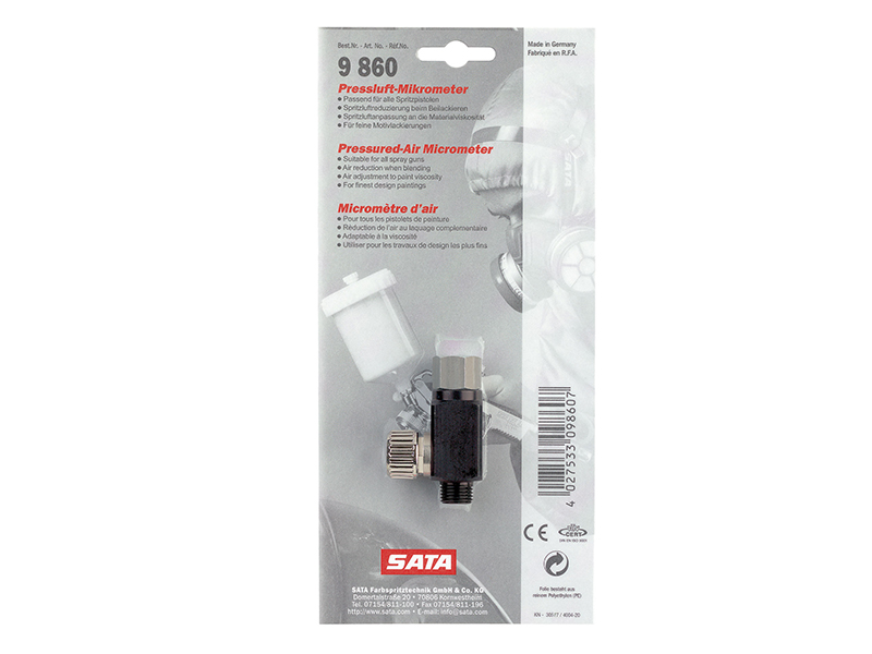 SATA® air micrometer 0-845, 1/4" male thread and G 1/4" female thread ...